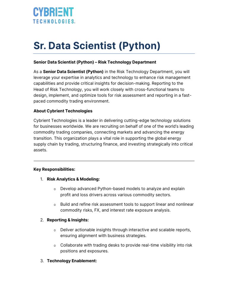 Senior Data Scientist in Risk Technology | PDF | Analytics | Data Science