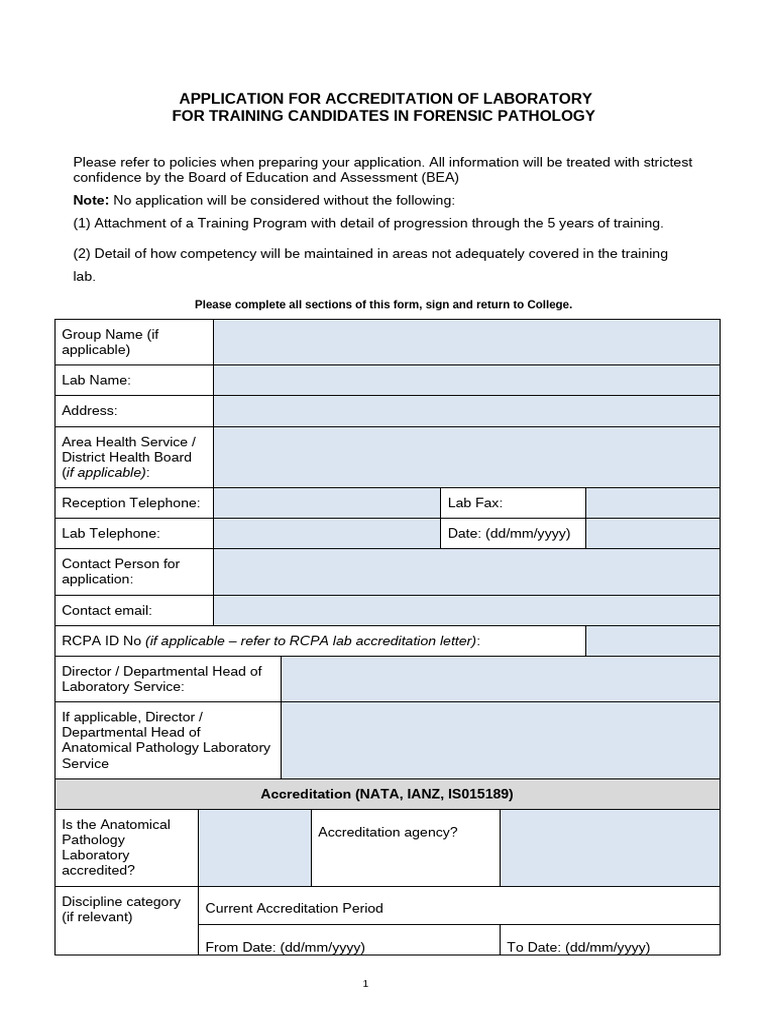 Lab-Accreditation-Form-Forensic-Pathology_ | PDF | Pathology | Autopsy