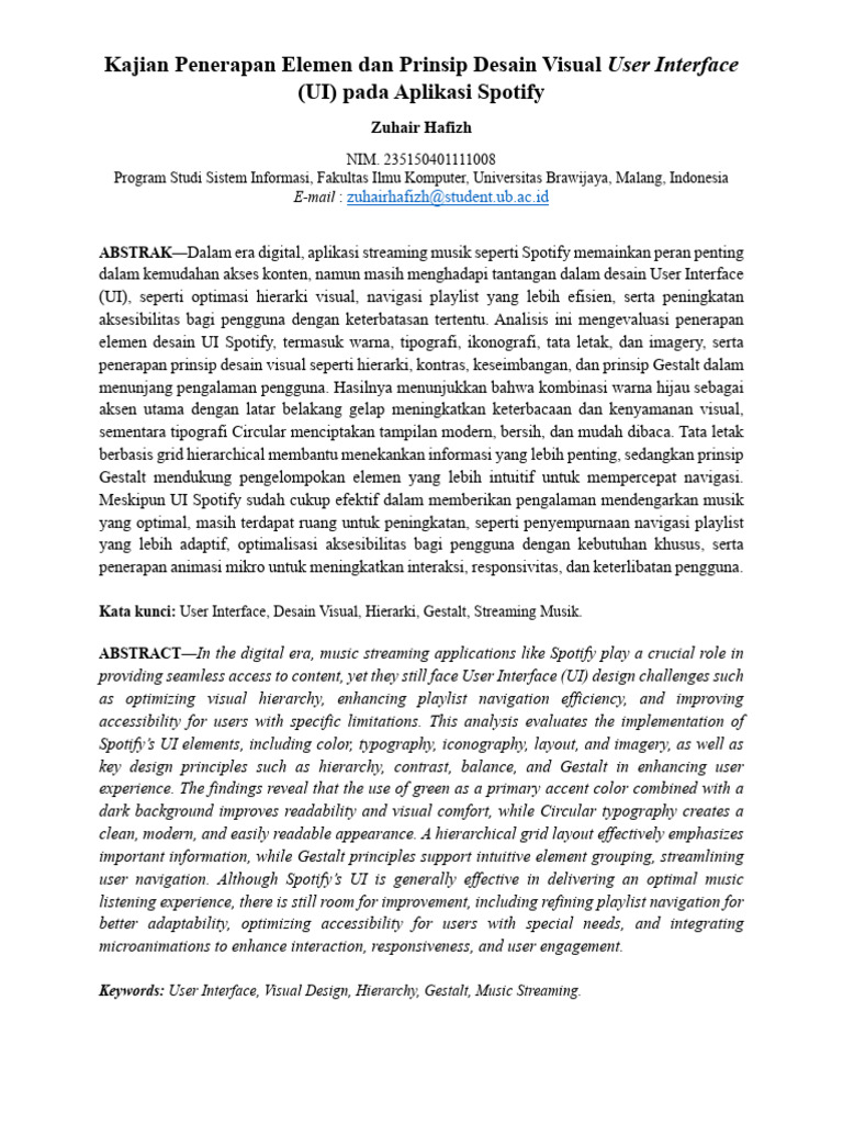 Kajian Penerapan Elemen Dan Prinsip Desain User Interface Spotify | PDF