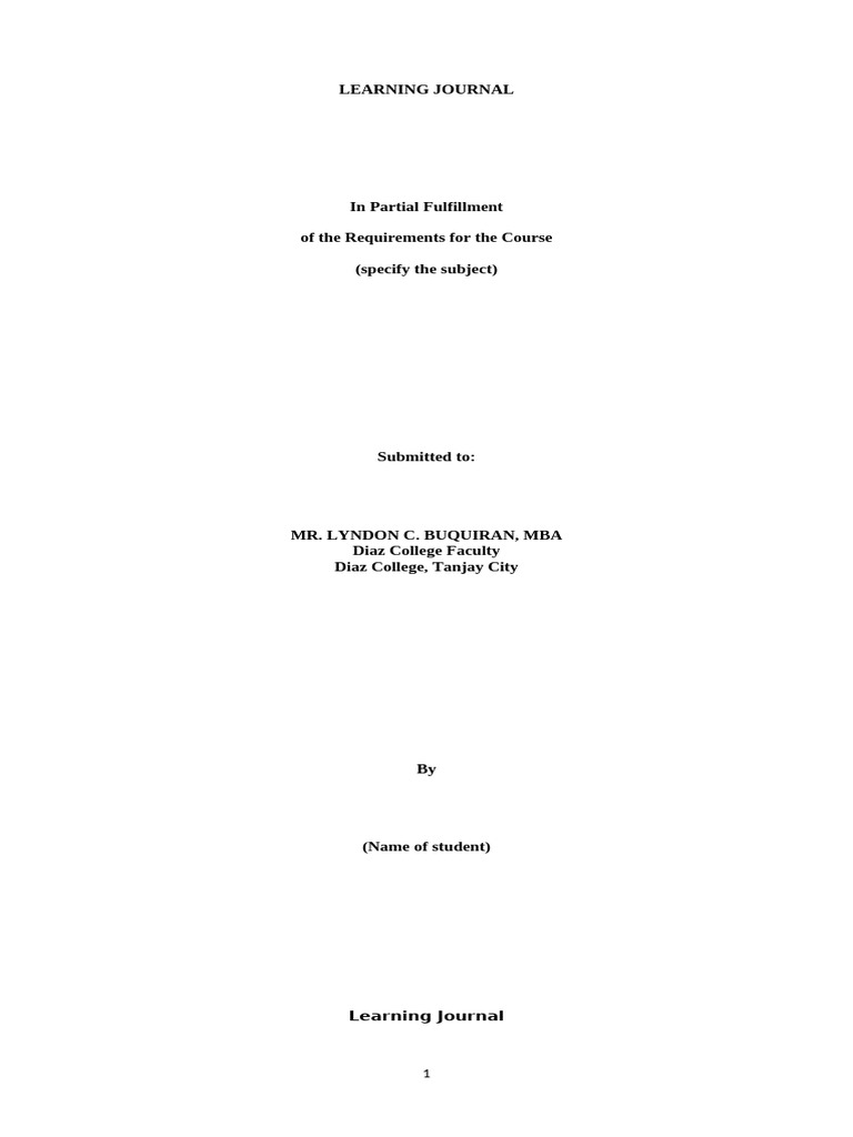 Learning Journal | PDF