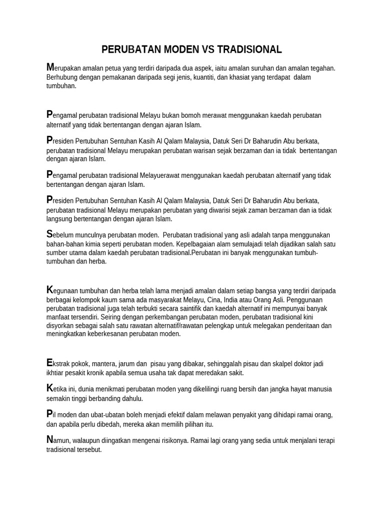 Perubatan Moden VS Tradisional | PDF
