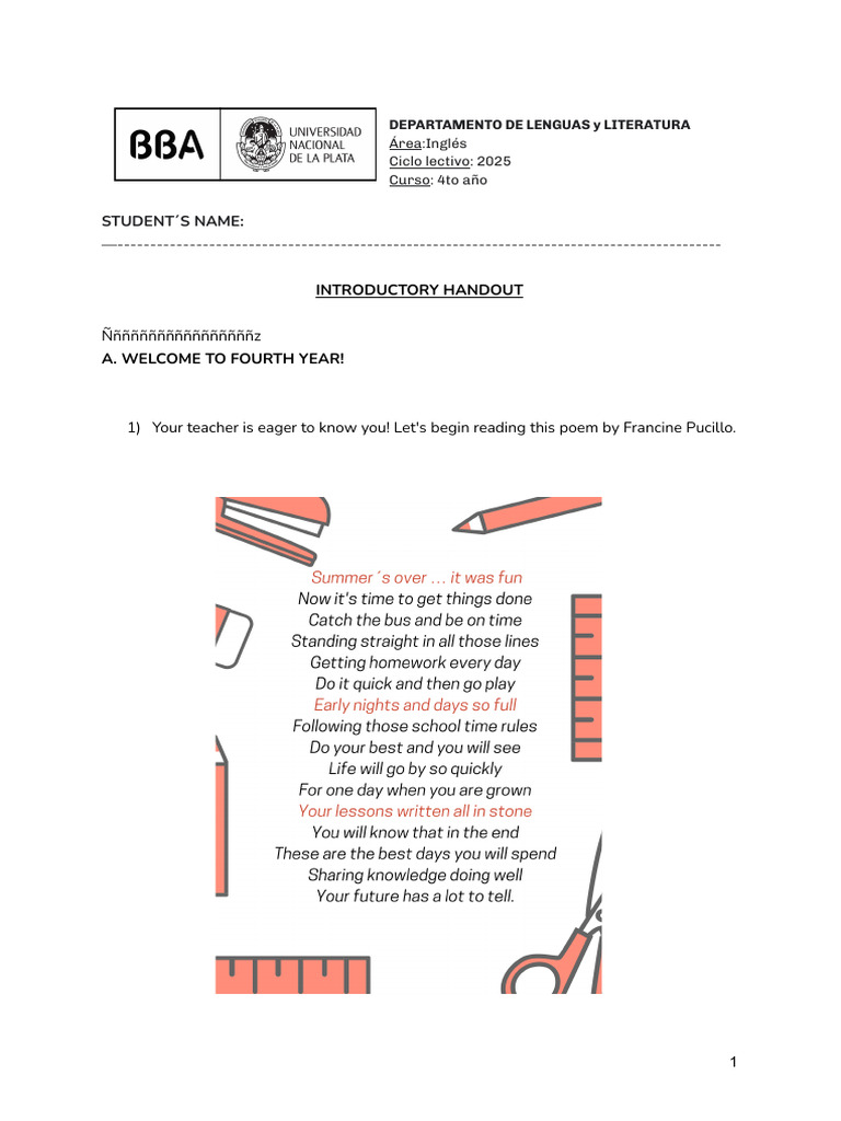 2025 - BBA 4to - Introductory Handout | PDF