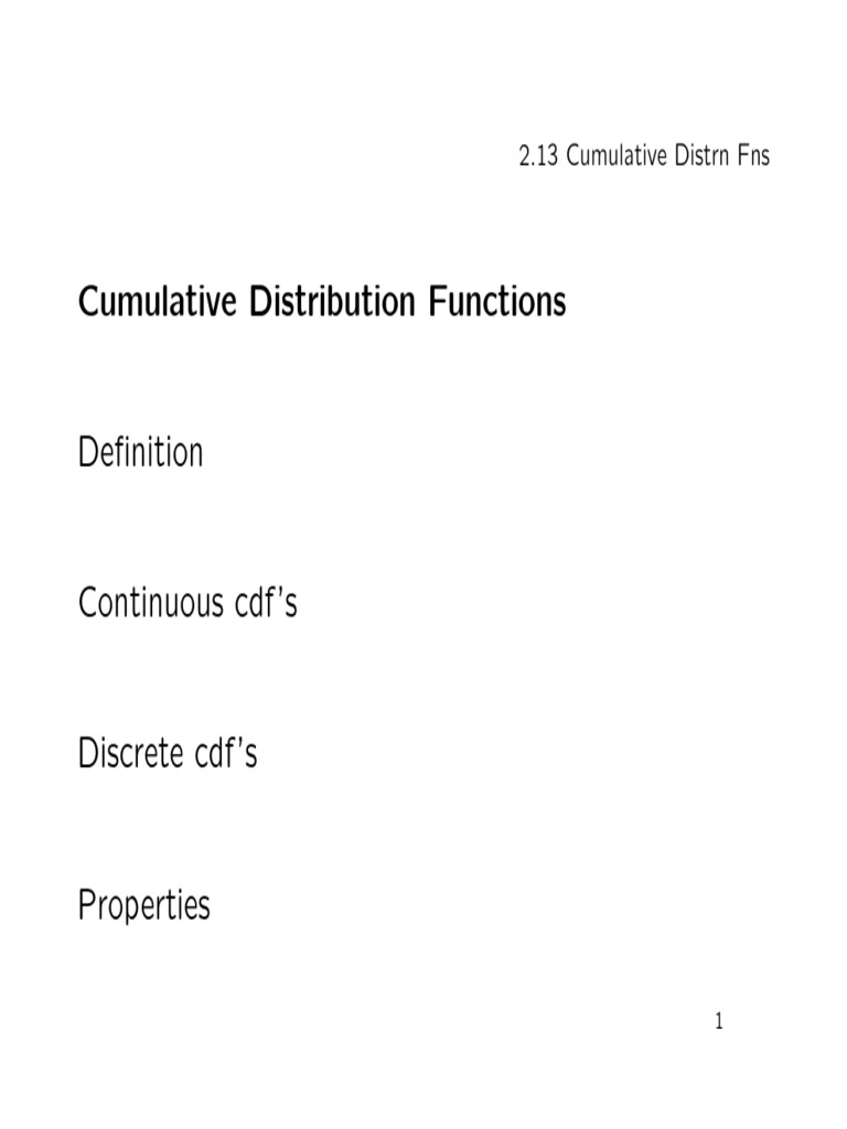 Cumulative Distribution Functions Explained | PDF | Mathematical ...
