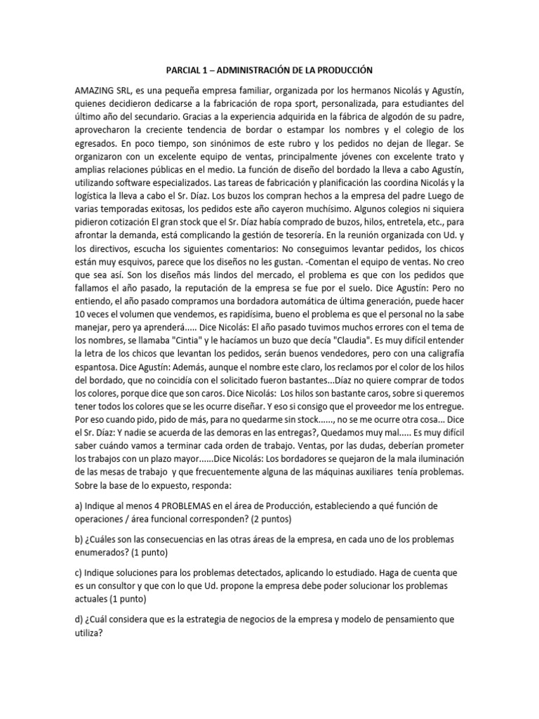 Parcial 1 - Admon Produccción | PDF