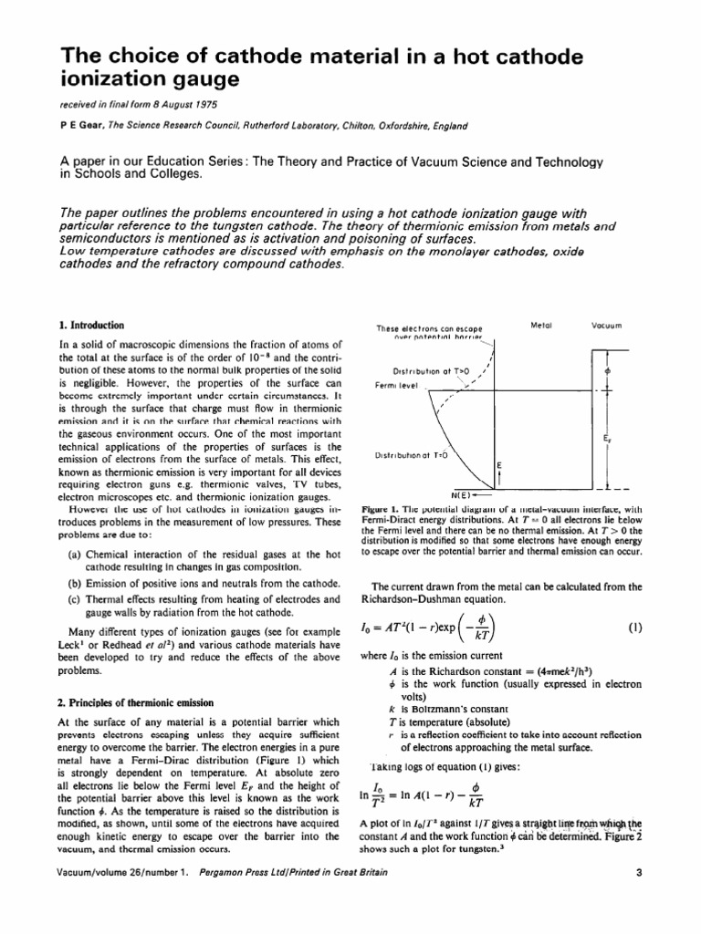 The Choice of Cathode Material in A Hot Cathode | PDF | Cathode | Ion