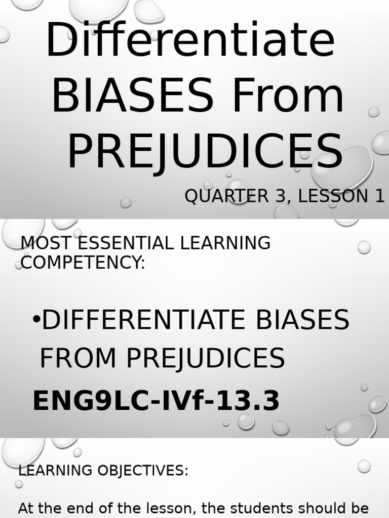 Differentiate Biases and Prejudices | PDF