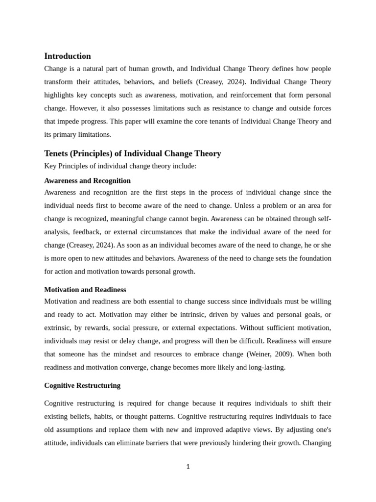 Understanding Individual Change Theory | PDF | Motivational | Motivation