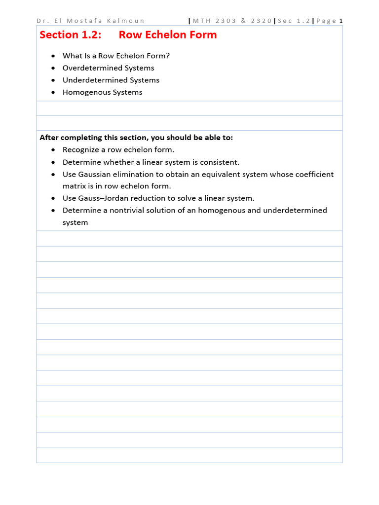 Sec 1-2 | PDF | System Of Linear Equations | Matrix (Mathematics)