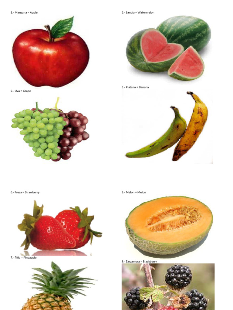 Fruits and Vegetables in English/Spanish | PDF