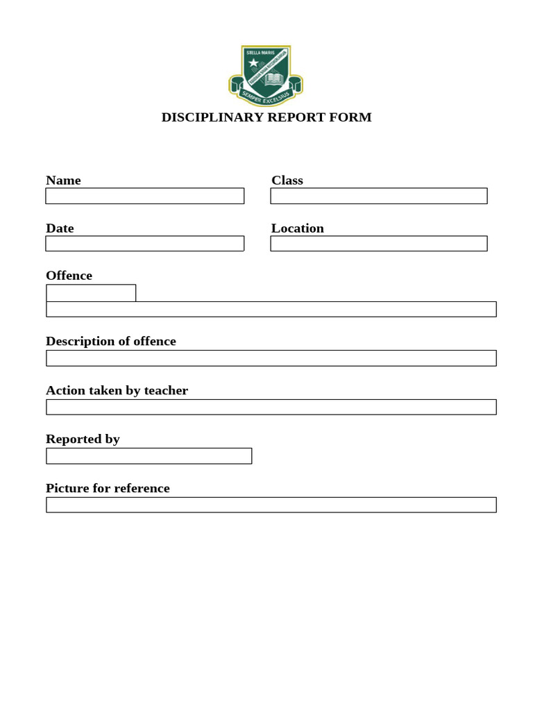 Disciplinary Report Form | PDF