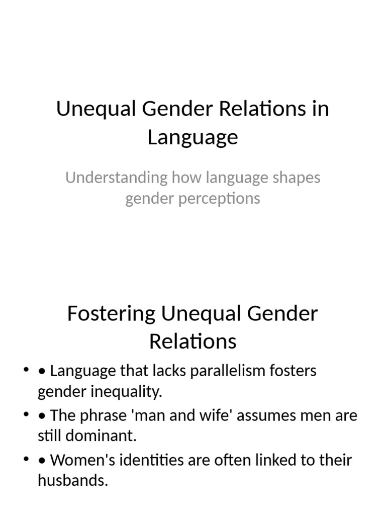 Unequal Gender Relations | PDF