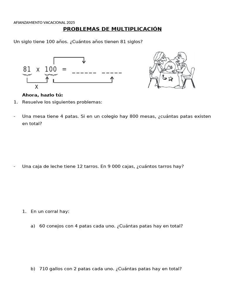 Ejercicios de Multiplicación 4to Grado | PDF