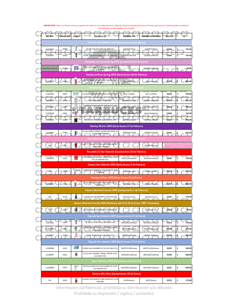 Lista de Precios Merch C2 Sem #11-1 | PDF