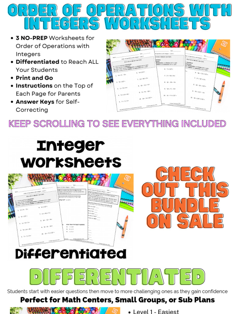 3 No-Prep Differentiated Print and Go Instructions Answer Keys | PDF ...