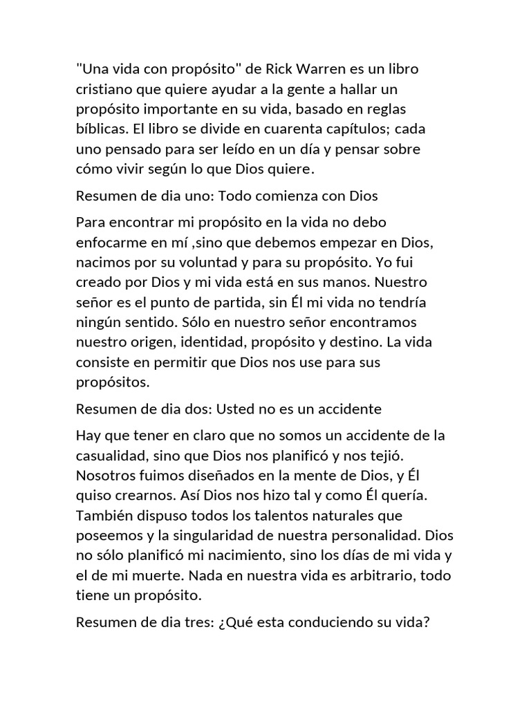 "Una Vida con Propósito: Guía de Rick Warren" | PDF