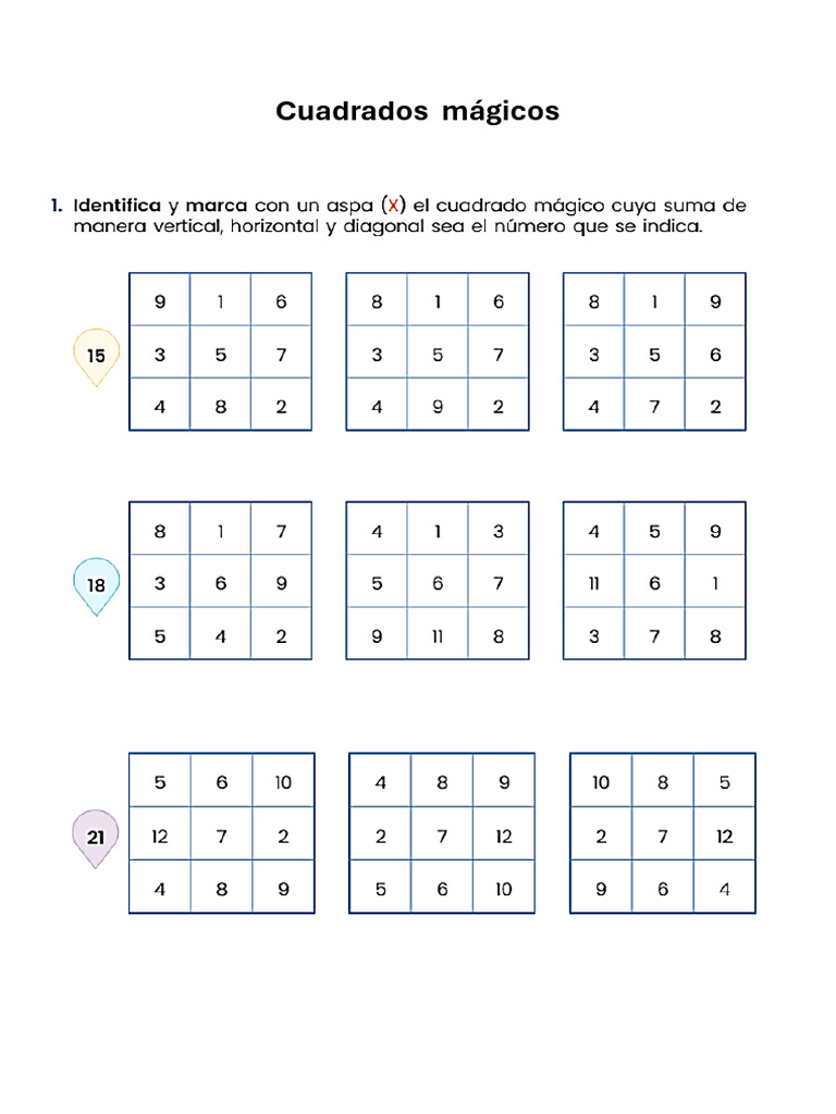Cuadrado Mágicos 1 | PDF