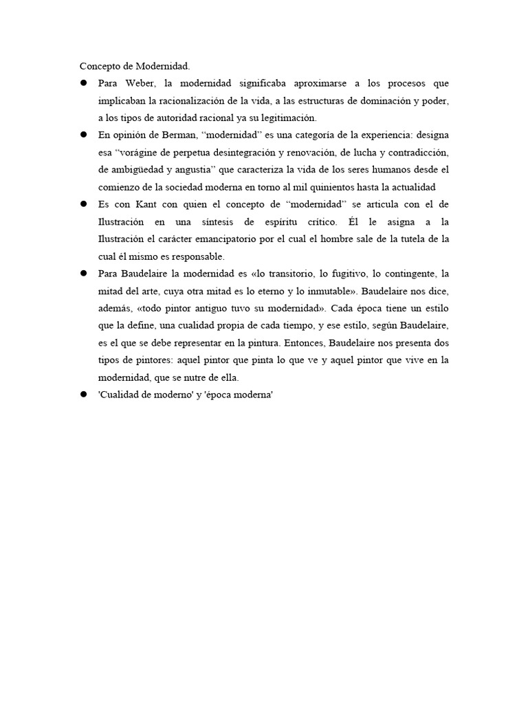 Concepto de Modernidad | PDF