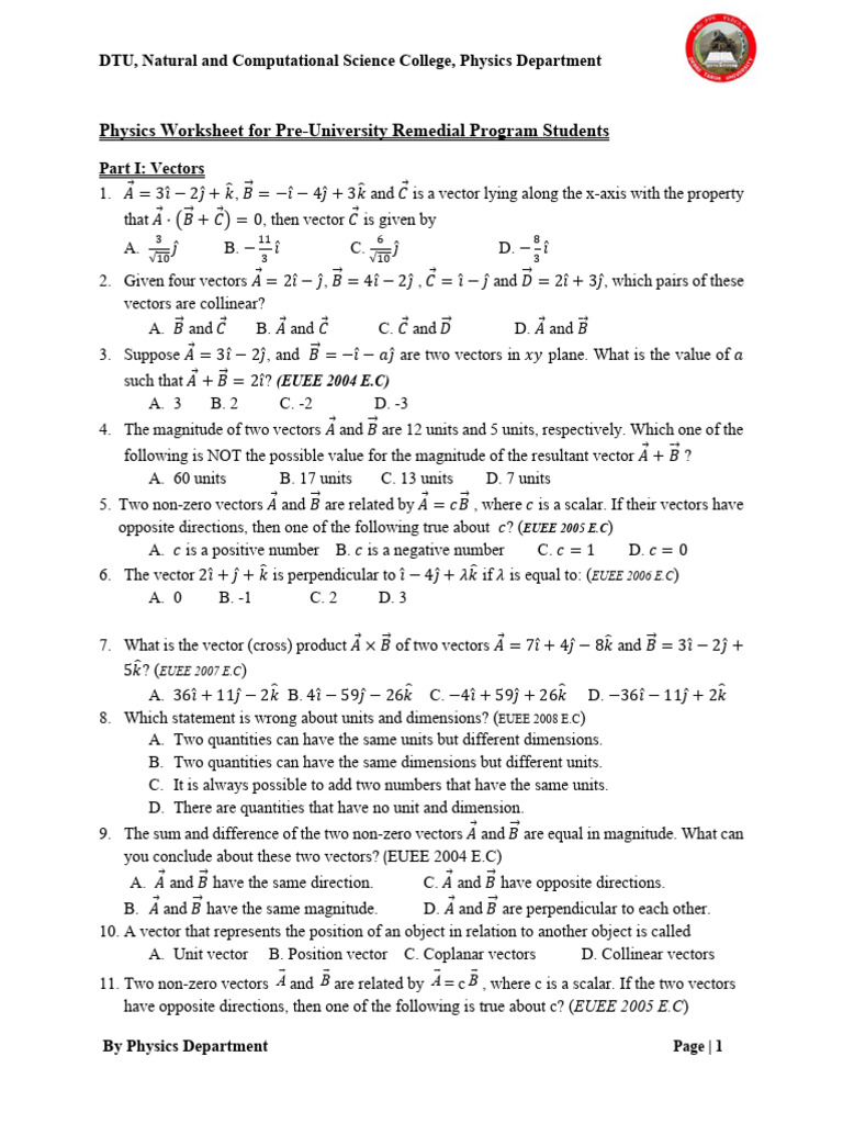 Remidial Students Worksheet (From Chapter 1 - 5) 2017 EC | PDF | Force ...