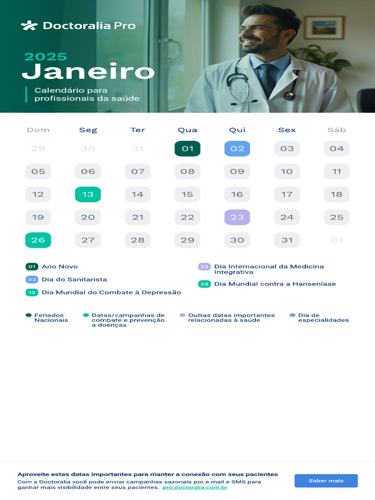 Calend%C3%A1rio Para Profissionais Da Sa%C3%BAde | PDF