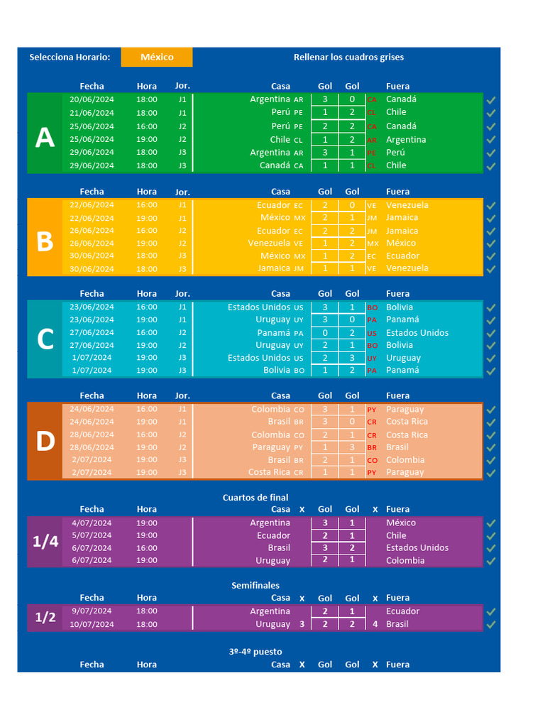 Excel CopaAmerica 2024 Emerson | PDF | Asociación Internacional de ...
