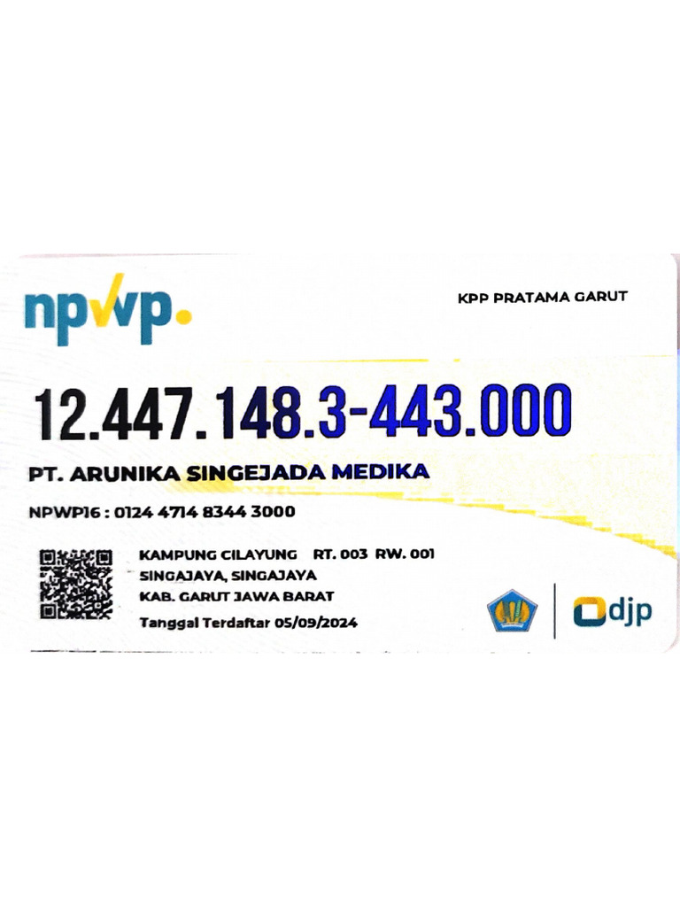 NPWP PT Arunika | PDF