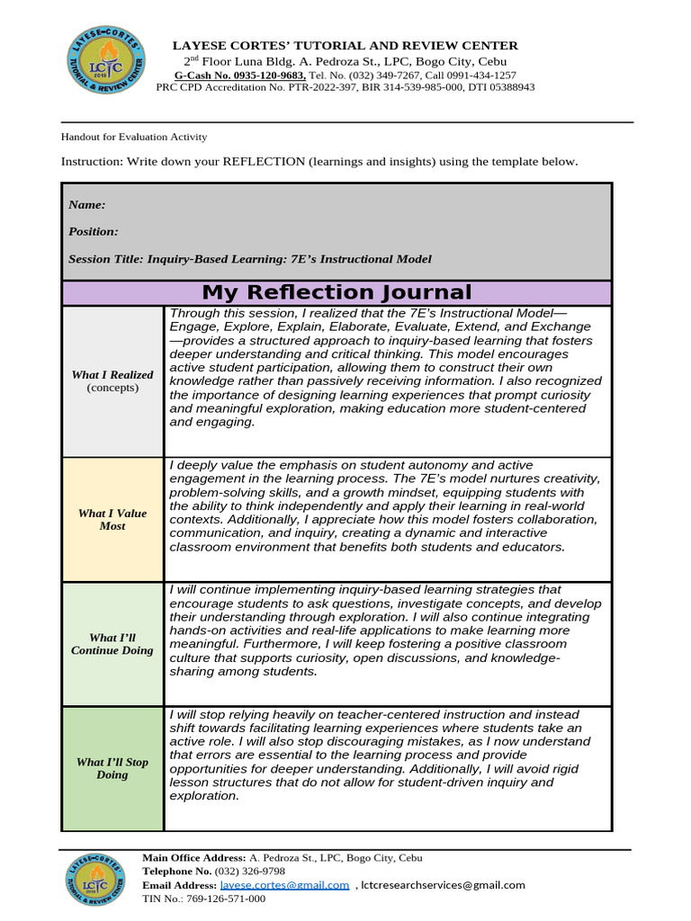 Inquiry-Based Learning 7e's Instructional Model | PDF | Inquiry Based Learning | Learning