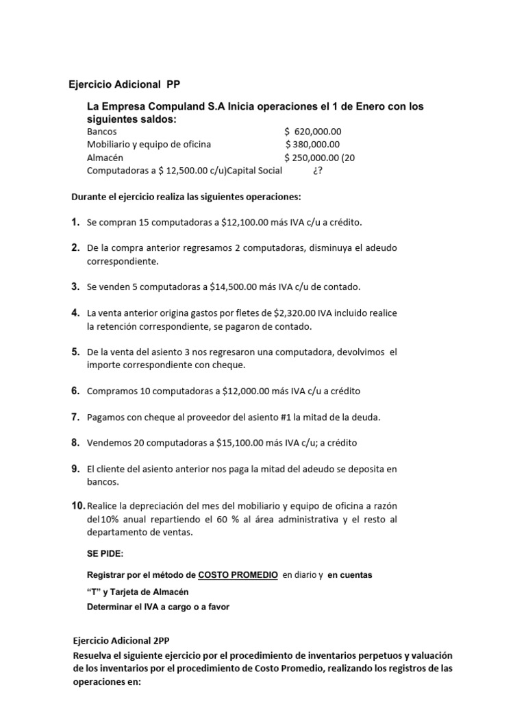 Ejerc. Adicionales | PDF | Bancos | Dinero