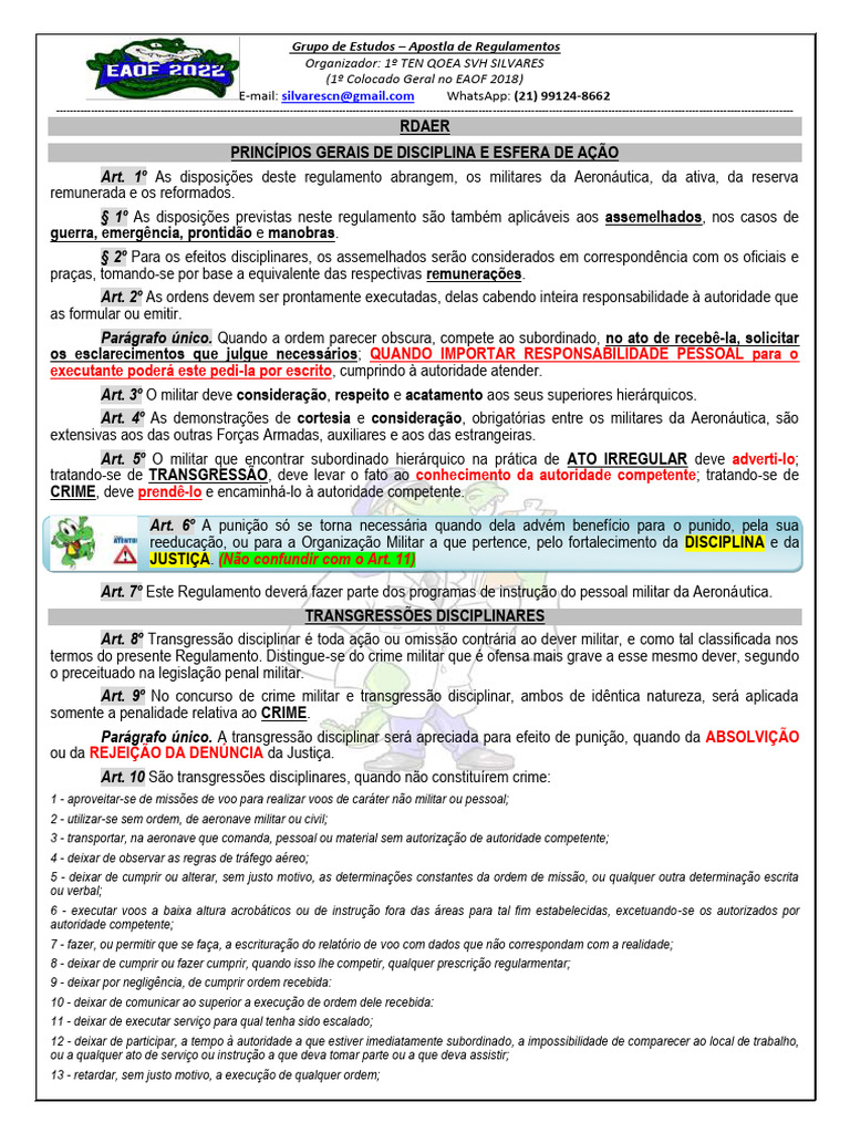 Apostila de Regulamentos - EAOF 2022 | PDF | Sentença (jurídico ...