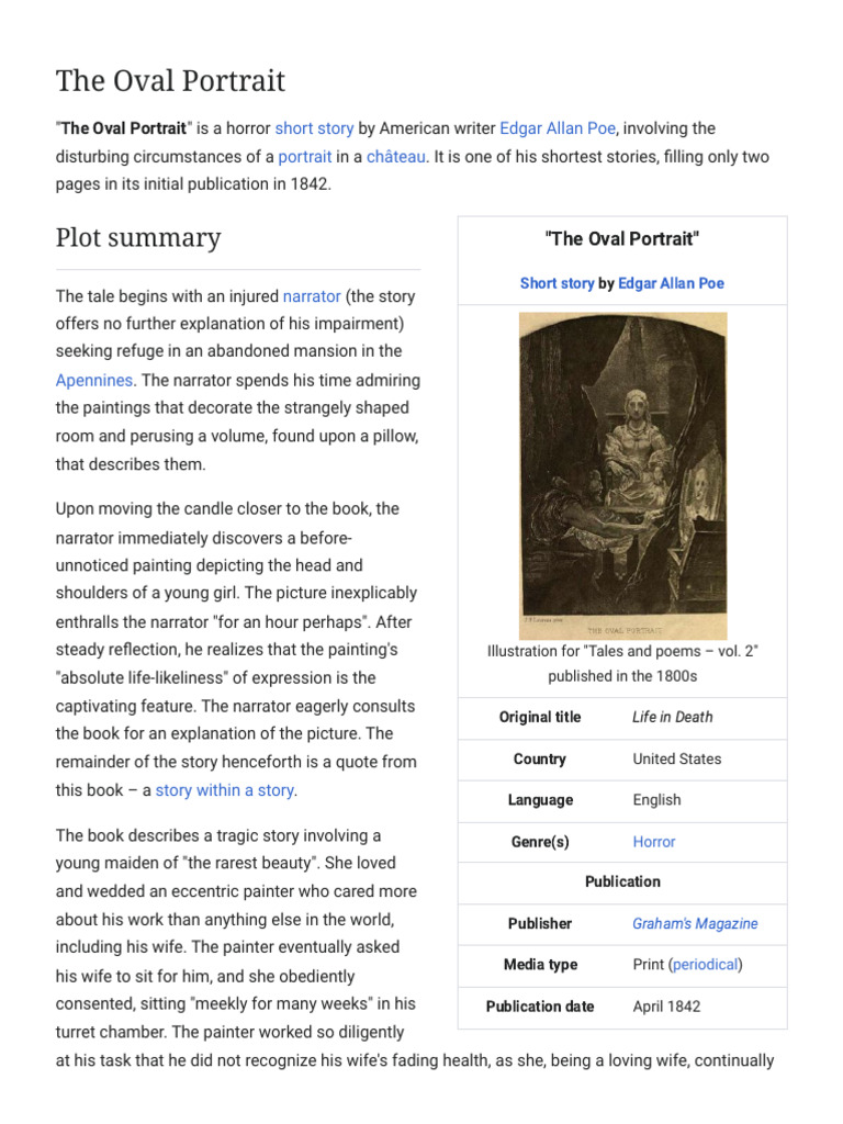 The Oval Portrait - Wikipedia | PDF | Short Stories | The Arts
