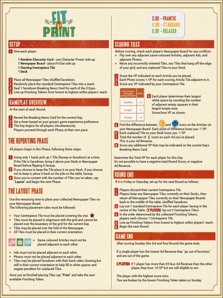 Action Andy - Fit To Print Complete Compact Rules v1 | PDF | Games Of ...