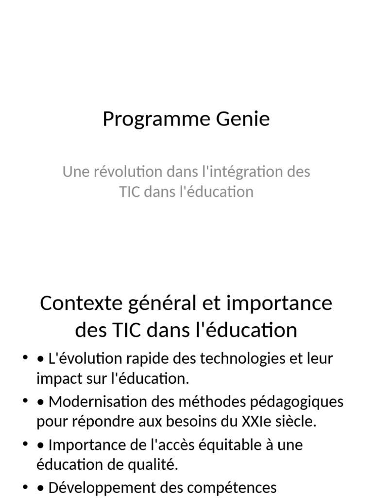Programme Genie Presentation | PDF