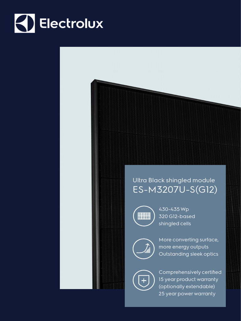 Datasheet Electrolux Mono All Black 430w Eng 1 | PDF | Electricity | Electrical Engineering