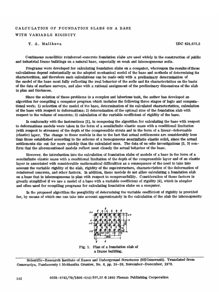 Calculation of foundation slabs on a base with variable rigidity | PDF ...