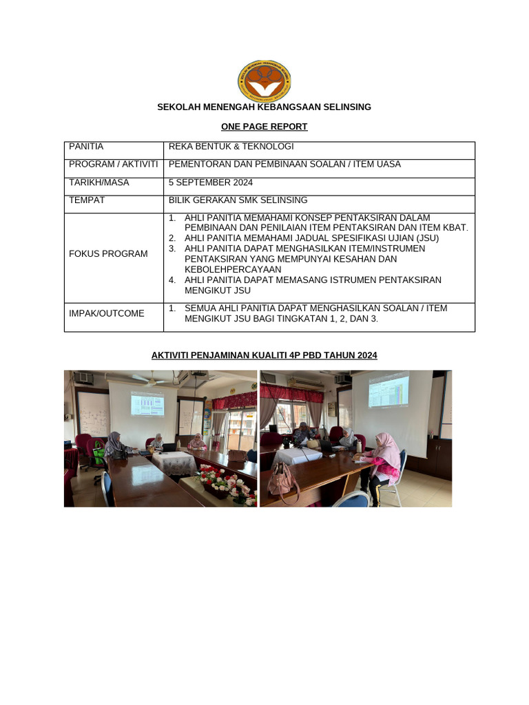 CONTOH OPR PBD (RBT) | PDF