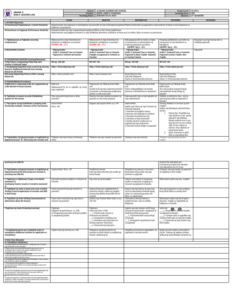 DLL - Esp 3 - Q3 - W4 2024 | PDF