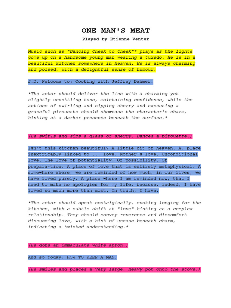 Drama SCRPT Cooking With Dahmer | PDF | Love