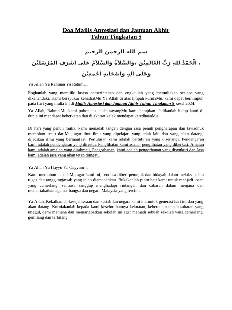 Teks Doa Majlis Graduasi | PDF