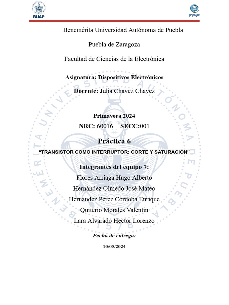 Reporte6 Dispositivos | PDF | Transistor | Red eléctrica