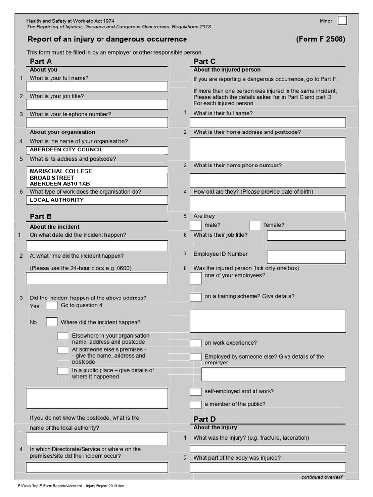 Pp-Aec-005-15 3. Hs Accident Report Form | PDF | Self Employment ...