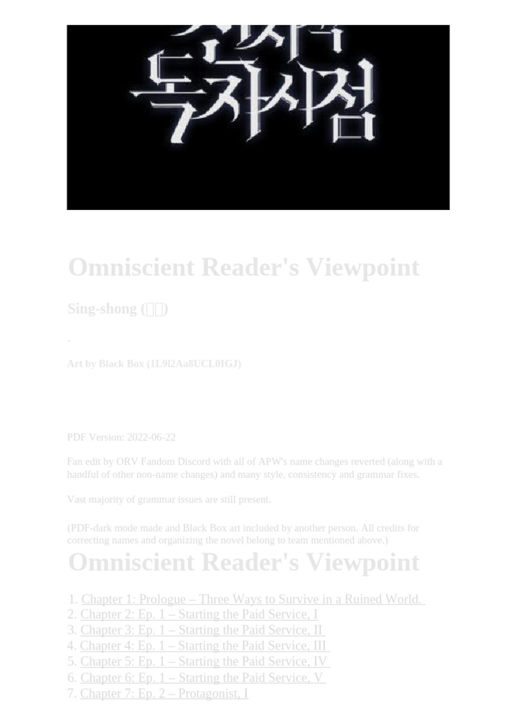 Omniscient Reader's Viewpoint PDF Edition | PDF