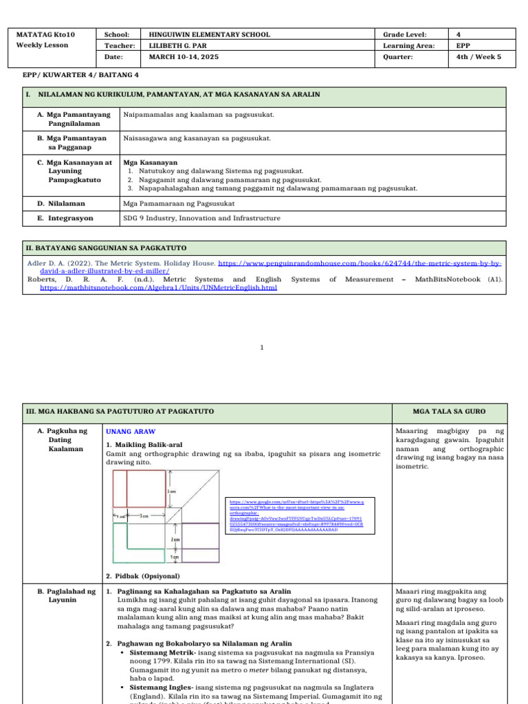 Epp 4 - DLL - Q4 - Week 5 | PDF