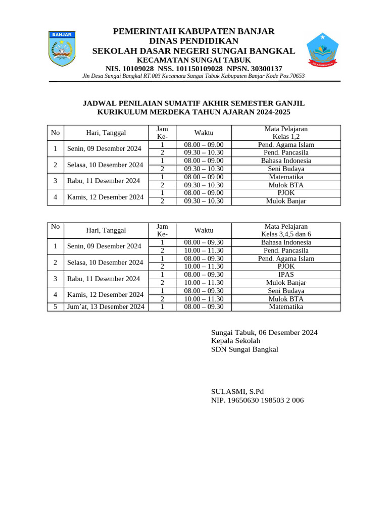 Jadwal Sas 1 2024 | PDF