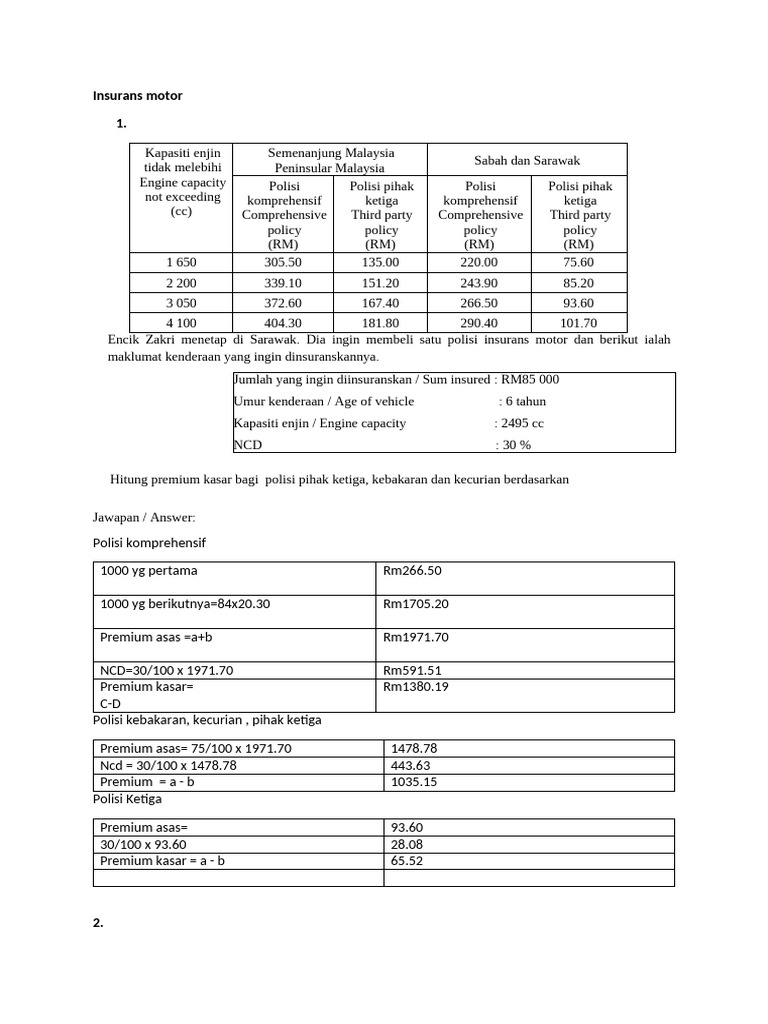 LATIHAN Insurans Motor | PDF