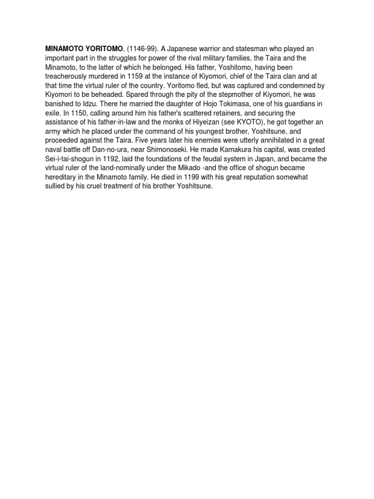 Minamoto Yoritomo: Rise to Shogun | PDF | Politics | History