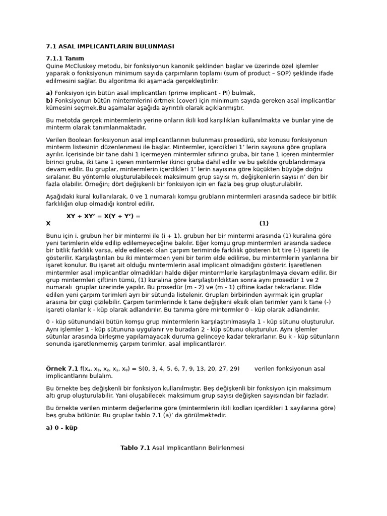 Quine MC Cluskey Methods | PDF