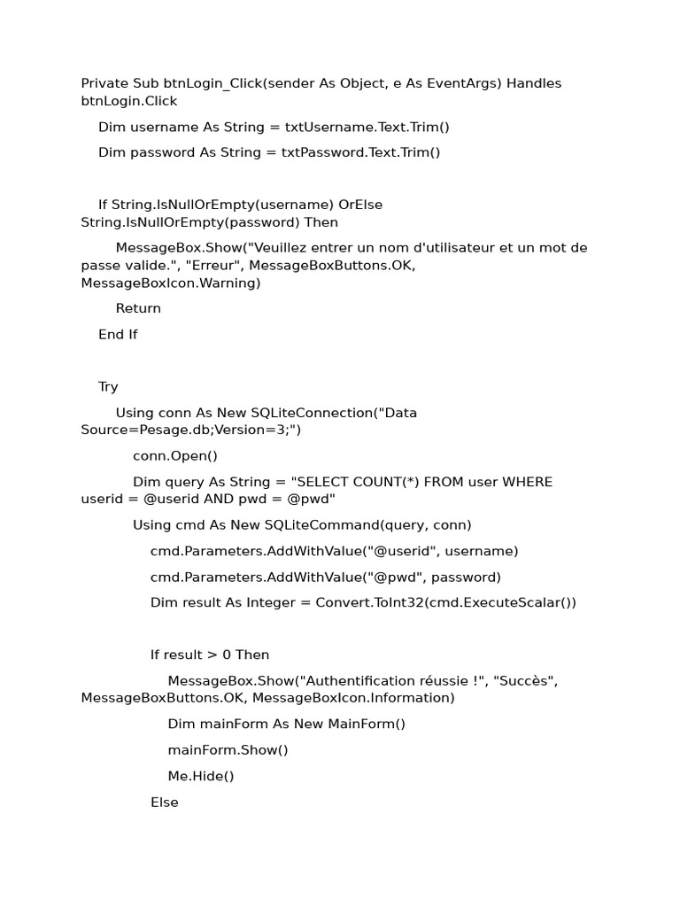 SQLite User Login Authentication Code | PDF