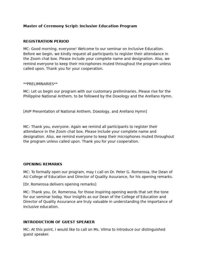 Master of Ceremony Script-Jury | PDF