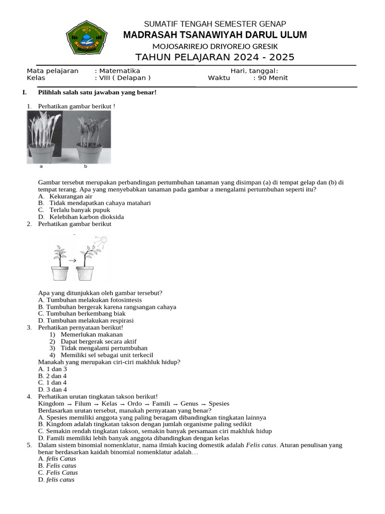 Soal Sumatif Ipa 7 | PDF