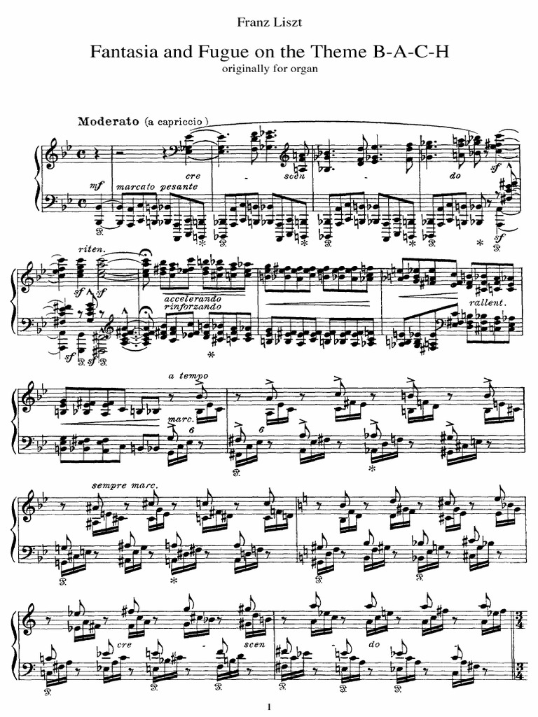 Fantasia and Fugue On The Theme BACH | PDF