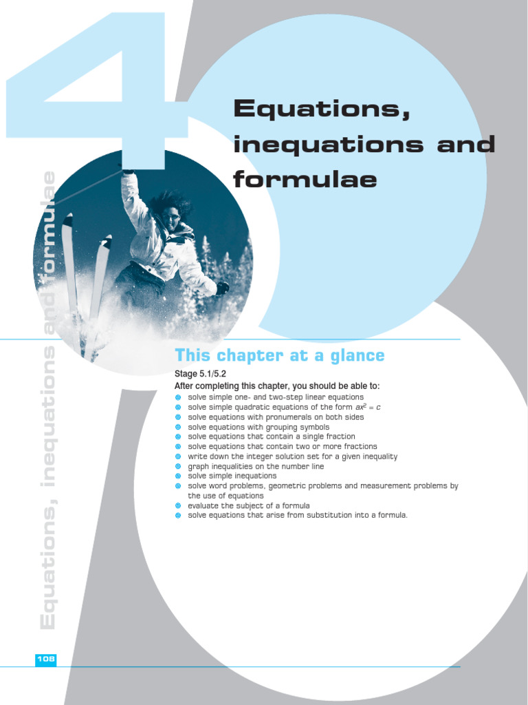 Chapter 4 - Equations, Inequations and Formulae | PDF | Numbers | Equations
